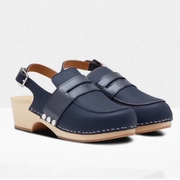 Hunter | Shoes | Hunter Refined Italian Penny Loafer Clog Navy Blue ...
